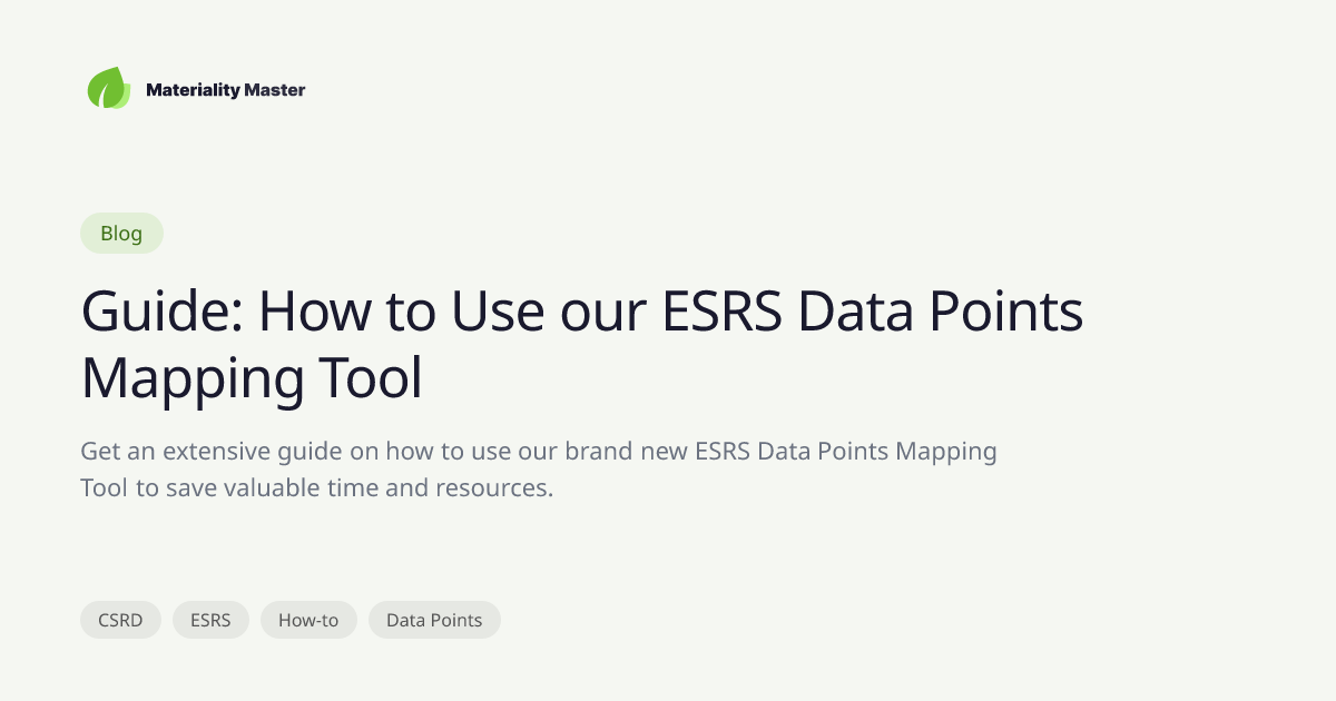 Guide: How to Use our ESRS Data Points Mapping Tool | Materiality Master