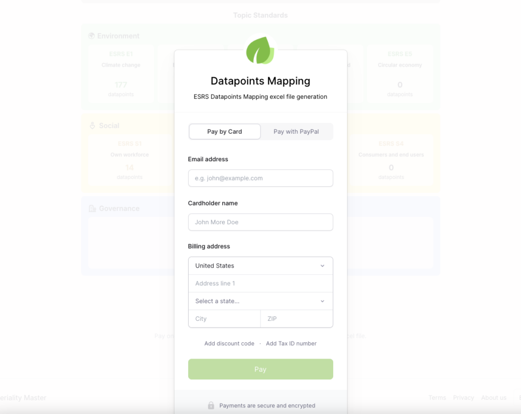 Datenpunkte-Mapping-Tool - Materiality Master